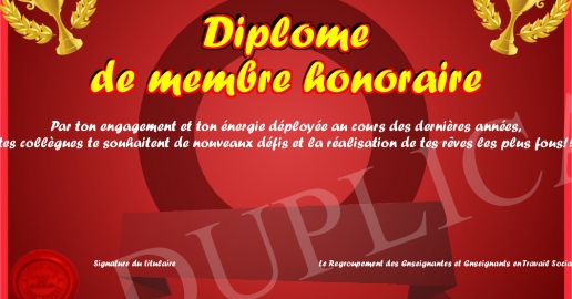 Diplome de membre honoraire