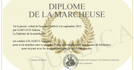 Diplome de la marcheuse