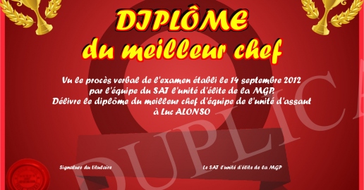 DIPLÔME du meilleur chef