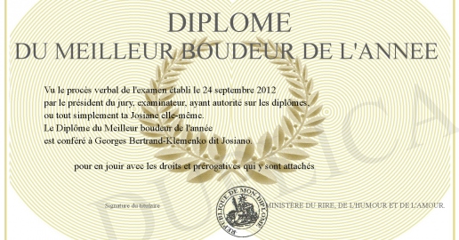Diplome du Meilleur boudeur de l annee
