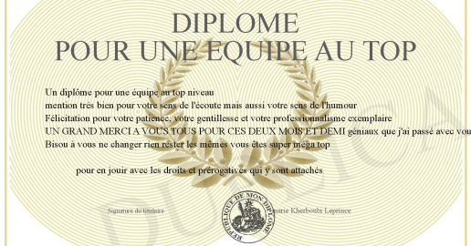 Diplome pour une equipe au top