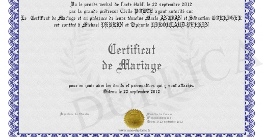 Certificat de Mariage