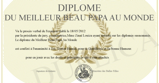 Diplome du Meilleur Beau Papa Au Monde