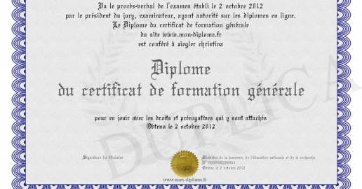 Diplome du certificat de formation generale