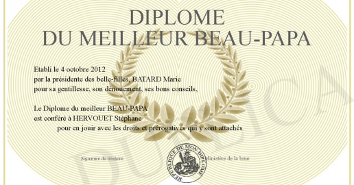 Diplome du meilleur BEAU-PAPA