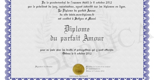 Diplome du parfait Amour