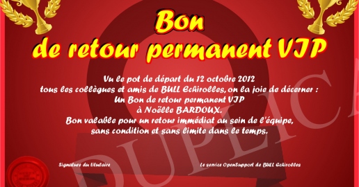 Bon de retour permanent VIP