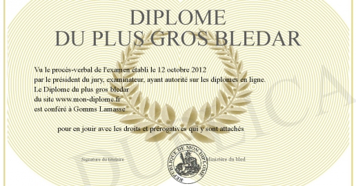 Diplome du plus gros bledar