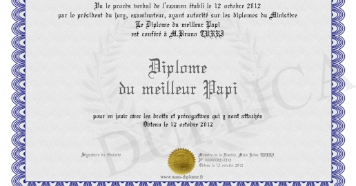 Diplome du meilleur Papi