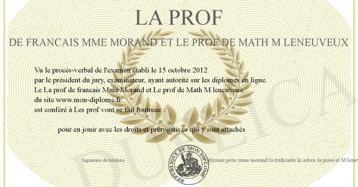 La prof de francais Mme Morand et Le prof de Math M leneuveux