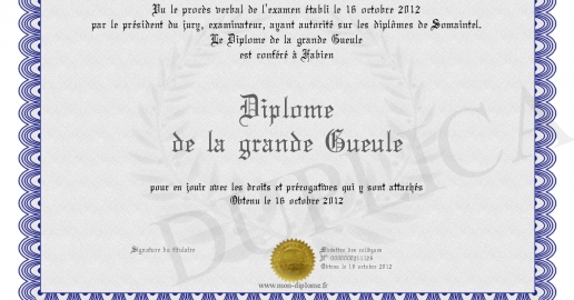 Diplome de la grande Gueule
