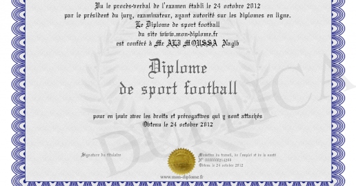 Diplome de sport football