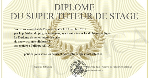 Diplome du super tuteur de stage