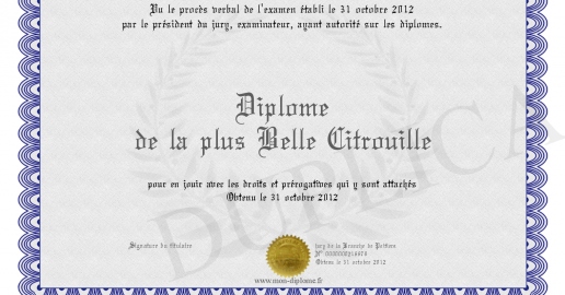 Diplome de la plus Belle Citrouille