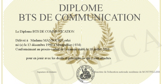 Diplome BTS DE COMMUNICATION