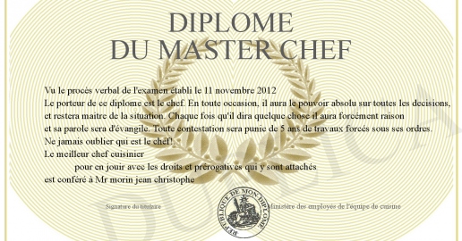 Diplome du master chef
