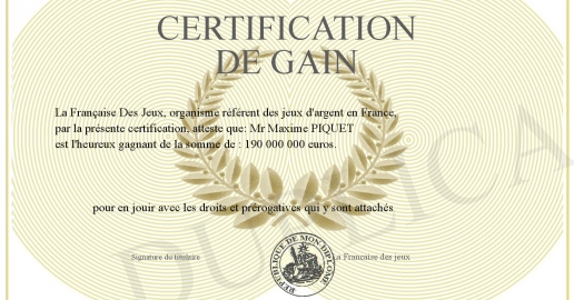 certification de gain