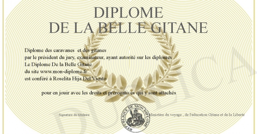 Diplome De la Belle Gitane