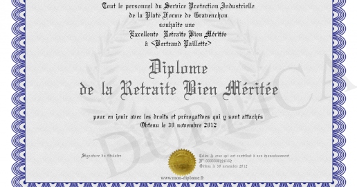 Diplome de la Retraite Bien Meritee