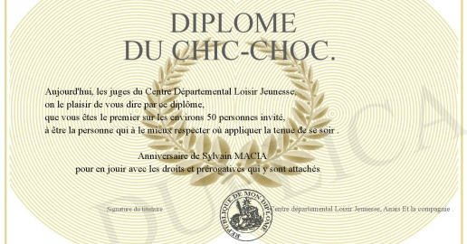 Diplome du CHIC-CHOC.