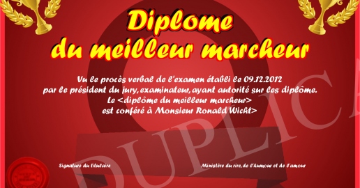 Diplome du meilleur marcheur