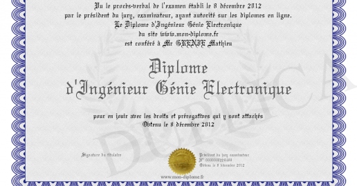 Diplome d Ingenieur Genie Electronique