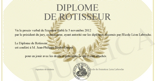 Diplome de Rotisseur