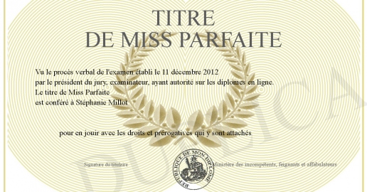 titre de Miss Parfaite