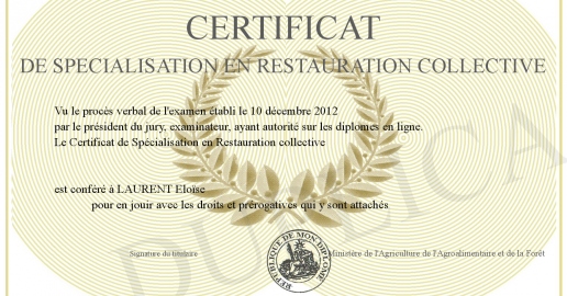 Certificat de Specialisation en Restauration collective