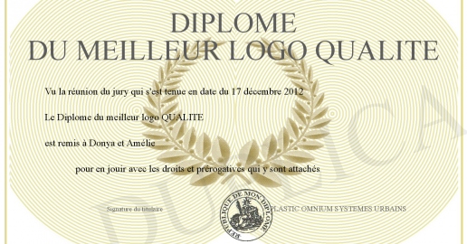 Diplome du meilleur logo QUALITE