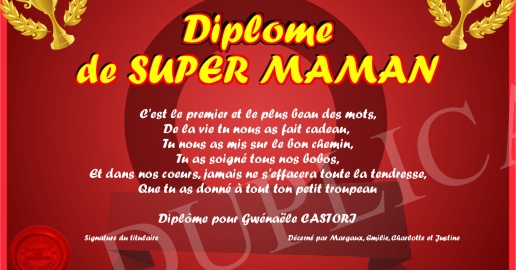 Diplome de SUPER MAMAN