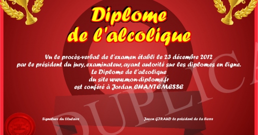 Diplome de l alcolique