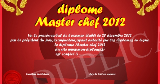 diplome Master chef 2012