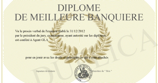 Diplome de meilleure banquiere