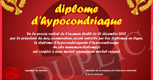 diplome d hypocondriaque