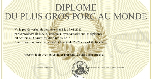 Diplome du plus gros porc au monde