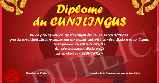 Diplome du CUNILINGUS