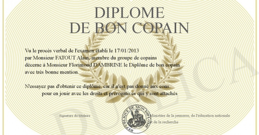 Diplome DE BON COPAIN