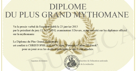 Diplome du Plus Grand Mythomane