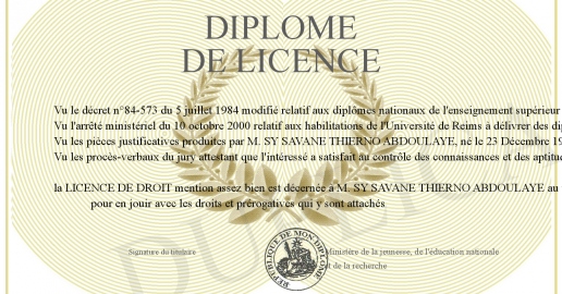 Diplome de licence