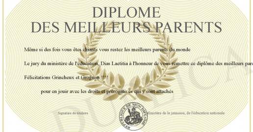 Diplome des meilleurs parents