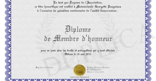 Diplome de Membre d honneur