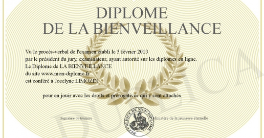 Diplome de LA BIENVEILLANCE