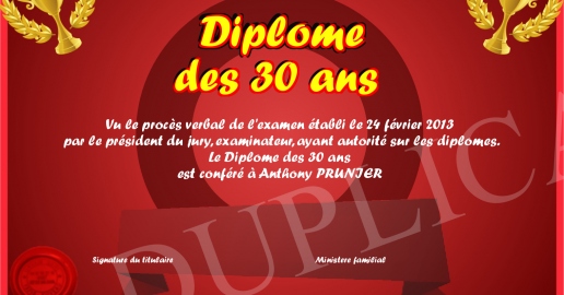 Diplome des 30 ans