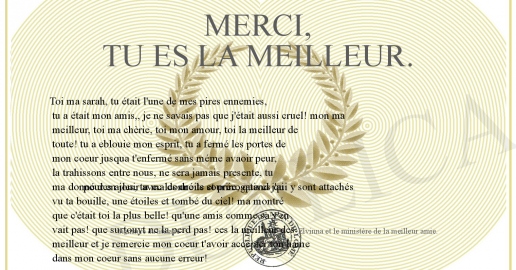 Merci tu es la meilleur.