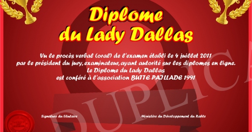Diplome du Lady Dallas