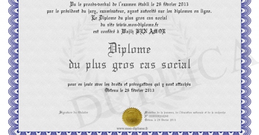 Diplome du plus gros cas social