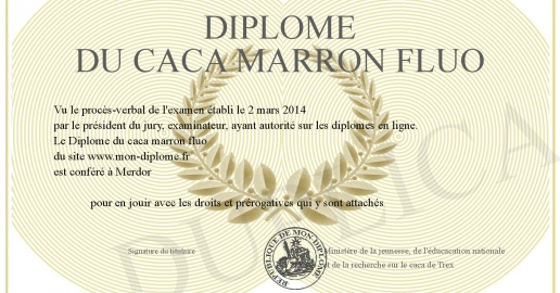 Diplome du caca marron fluo