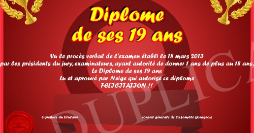 Diplome de ses 19 ans