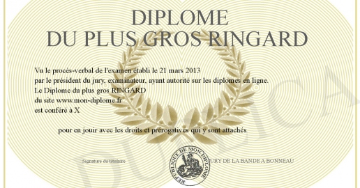 Diplome du plus gros RINGARD